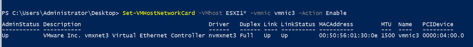 PowerCli To enable/disable the ESXi network Card – VMwareCode